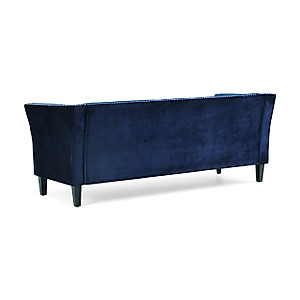 Christopher Knight Home Sunny Velvet 3 Seater Sofa, Midnight Blue, Dark Brown