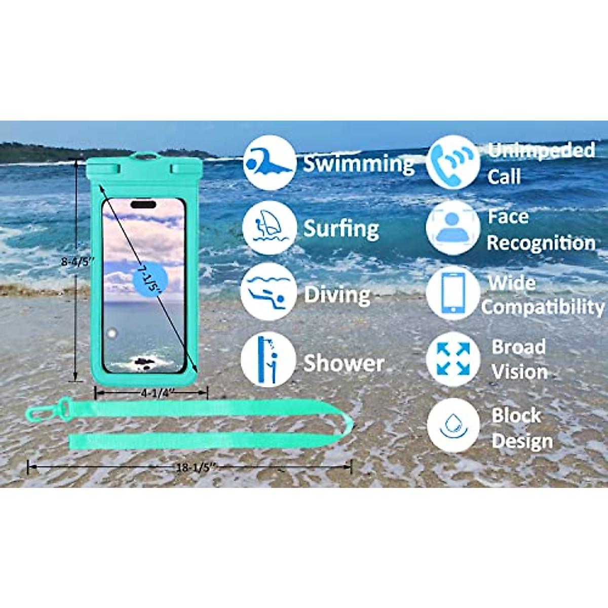 NIUTRIP Universal Case Waterproof Phone Pouch,Dry Cellphone Bag Compatible for iPhone 13 12 11 Pro Max XS Max XR X 8 7 6 SE S,Galaxy S22 Ultra S21 S20 S10 S9,Up to 7.0",Pink and Blue,2Pack