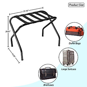 InHomFu Luggage Rack, Pack of 2, Heavy-Duty Metal Suitcase Stand, X-Type Folding Luggage Stand, Luggage Holder for Guest Room, Bedroom, Hotel, Holds up to 110 lb, Black