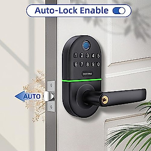 Smart Keypad Door Lock with Handle: Keyless Entry Door Lock for Front Door - Fingerprint Door Lock - Electronic Digital Door Lock - Code Door Lock for Home, Apartment, Office - Easy Installation