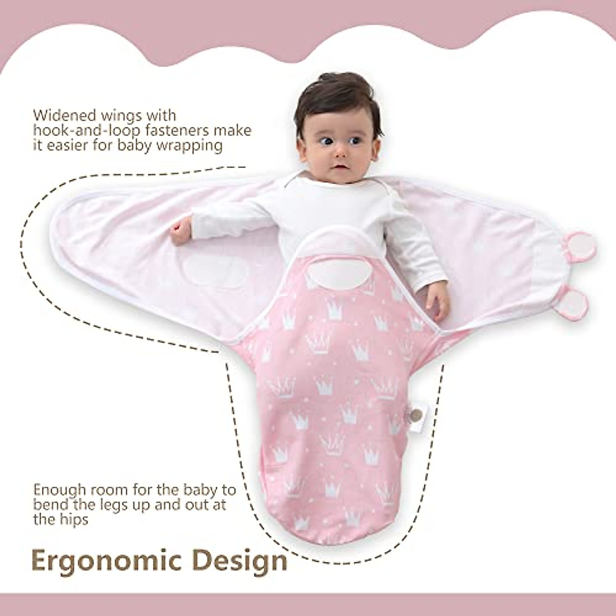 Adjustable Baby Girl Swaddle Blanket & Wrap for 3-6 Months, Organic Newborn Sleep Swaddle Sack with Baby-Friendly Hook & Loop Fatsener, Baby Swaddle Bag for Infant