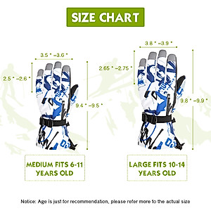 Kids Winter Gloves Waterproof Touchscreen Snow Ski Snowboard Gloves Boys Girls Toddler Windproof 01 Black Medium