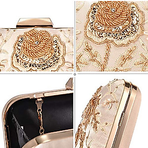 UBORSE Embroidery Sequin Beaded Clutch Purses for Women Evening Bags Formal Party Wedding Purses Prom Cocktail Party Handbags