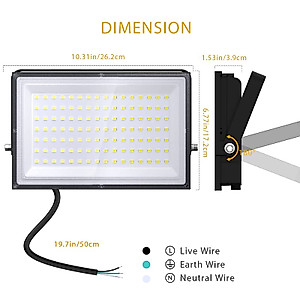 Onforu 2 Pack 100W LED Flood Light Outdoor, 8900LM Super Bright Outdoor Security Lights, IP66 Waterproof Flood Lights Outdoor, 6500K Daylight White Floodlight for Yard Garden Playground Basketball