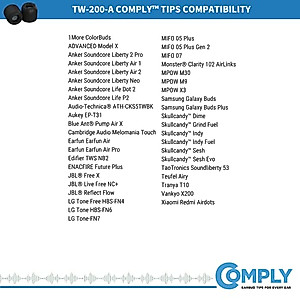 COMPLY TrueGrip Pro TW-200-A Replacement Earbud Tips Compatible with Anker Soundcore Liberty Air 1, 2, Life P2, Earfun Air Pro, Skullcandy Indy Sesh Sesh Evo Earphones, and More (Large, 3 Pairs),Black