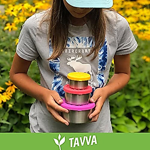 TAVVA Small Stackable Toddler Snack Containers for Kids (3oz/7oz/12oz), Leak-Proof Stainless Steel Containers with Lids, Metal Kids Lunch Box Containers Kids, Stainless Steel Bento Box