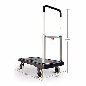 JF-XUAN Cart Hand Truck Thick Folding Flatbed Truck Purchase Trolley Silent Small Trailer Warehouse Distribution Load 150Kg Push Truck