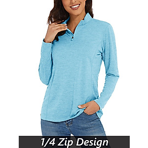 MAGCOMSEN UV Shirts for Women Long Sleeve Shirts Women Fall Shirts for Women Running Shirts Workout Athletic Shirts Water Blue XXL