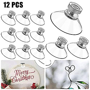12pcs 53mm Glass Sucker Wall Hanger Pads Clear Screw Hooks Suction Cup Holder Transparent and Strong PVC Sucker Hook, Waterproof Storage and Fixation of Foot Pad