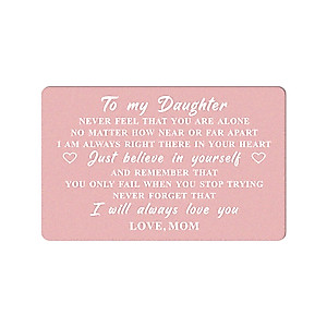 DEGASKEN Daughter Gifts Wallet Card from mom, To My Daughter Never Forget I Love You, Daughter Wedding Card Gifts from Mother, College Graduation, Birthday, Christmas