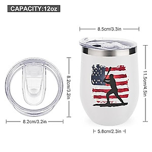 Baseball 4th Of July Men USA Flag Insulated Tumbler with Lid Stainless Steel Coffee Mug Cute Wine Tea Water Cup White-style
