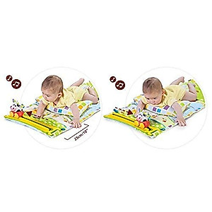 Baby Tummy Time Mat by Yookidoo. Newborn Musical Playmat & Outdoor Gym. Pillow, Teething Toys and Portable Fold-Up Case. 0- 12 months.