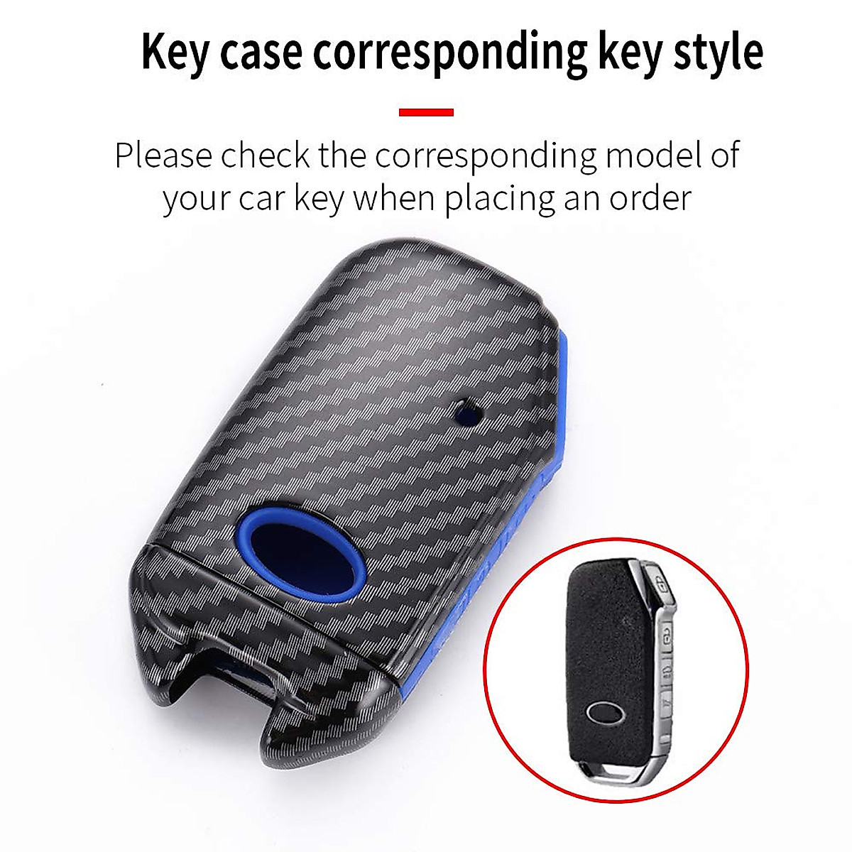 WFMJ Black Carbon Fiber + Silicone Button Smart Remote 4 Buttons Key Fob Cover Keychain Keyring Case Jacket Shell Skin for 2019 2020 Kia Soul Seltos Telluride Forte Sedan