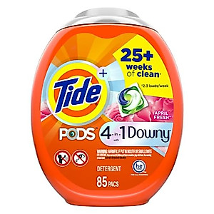 Tide PODS with Downy, Liquid Laundry Detergent Pacs, April Fresh, 85 count