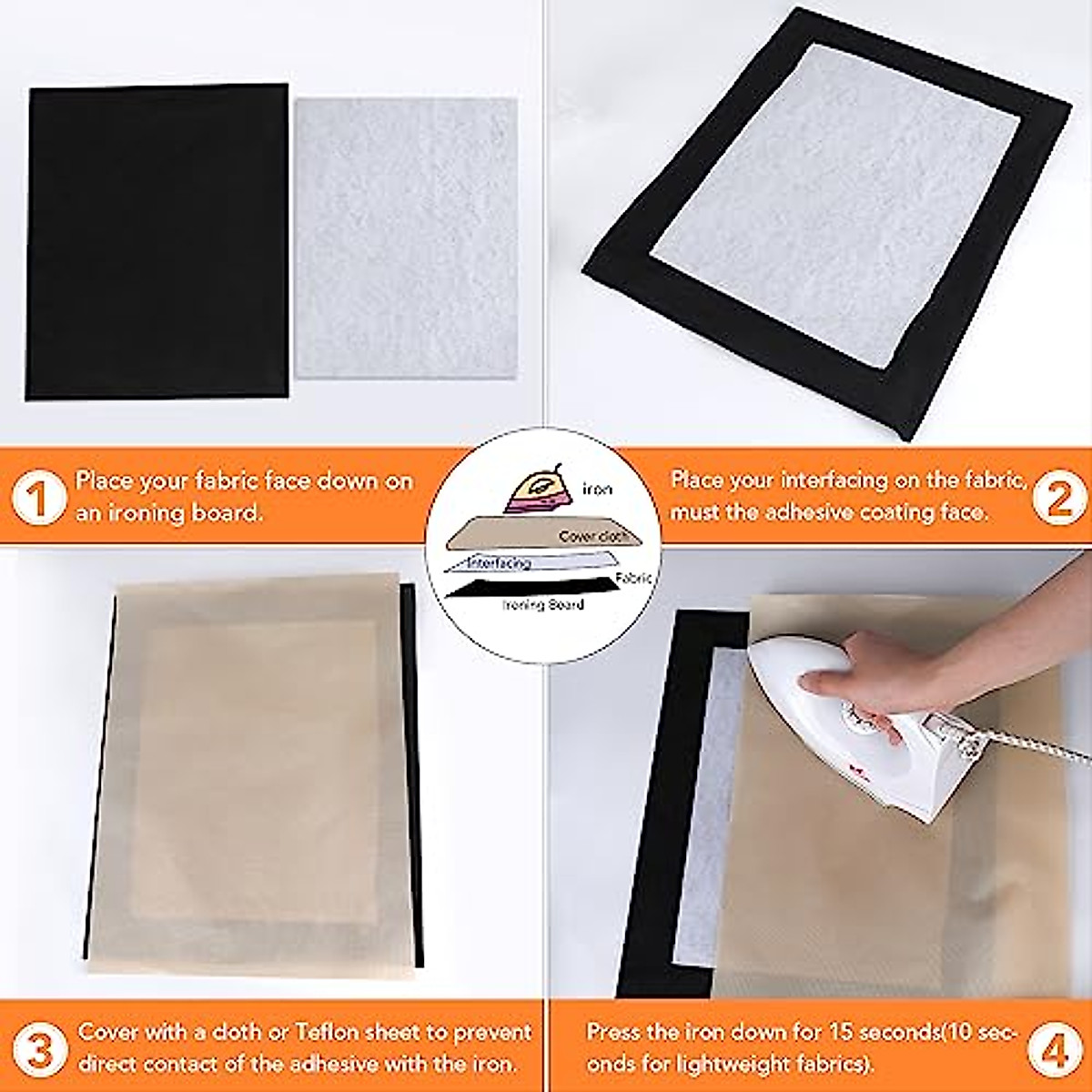 CAREGY 12 inch X 22 Yards Iron-On Fusible Interfacing Medium Weight White Non-Woven Polyester Single-Sided Interfacing for Crafting Quilting Sewing DIY Crafts Supplies