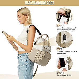 LOVEVOOK Laptop Backpack for Women, Fashion Computer Backpacks Purse, School Student Bookbag for Girl, Business Travel Bags, Doctor Nurse Backpack for Work, Fits 15.6-Inch Laptop, Beige-Khaki