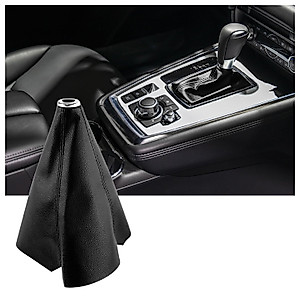 IHOTDER Car Shift Boot Cover,Soft Leather Car Shift Knob Cover for Blocking Dust & Protecting Car Interior Accessories,Universal Gear Shifter Cover Fits Most Car Truck SUV (Black)