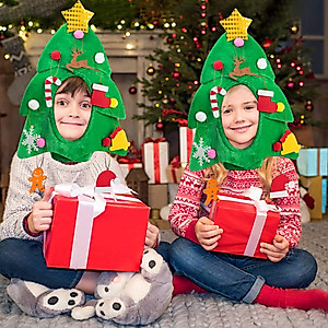 DomeStar Christmas Tree Hat with 7PCS Ornaments, Funny Christmas Hat, Novelty Santa Hat Crazy Hats Christmas Party Hat Dress Up Celebrations