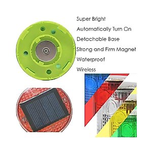 Solar Strobe Warning Light, with Strong Magnetic Base High Bright LED Flashing 360° Wireless Control Automatically Turn On Waterproof IP65 for Construction, Traffic, Factory, Safety Sign (Red)