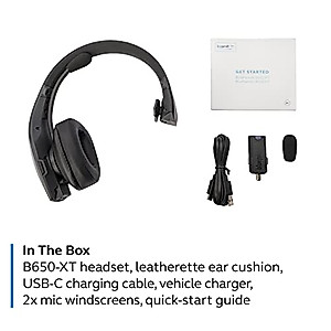 BlueParrott B650-XT Noise Cancelling Bluetooth Mono Headset – Wireless Headset for Clear Calls with Activated Noise Cancellation, Extended Wireless Range and IP54-Rated Protection, Black (Renewed)