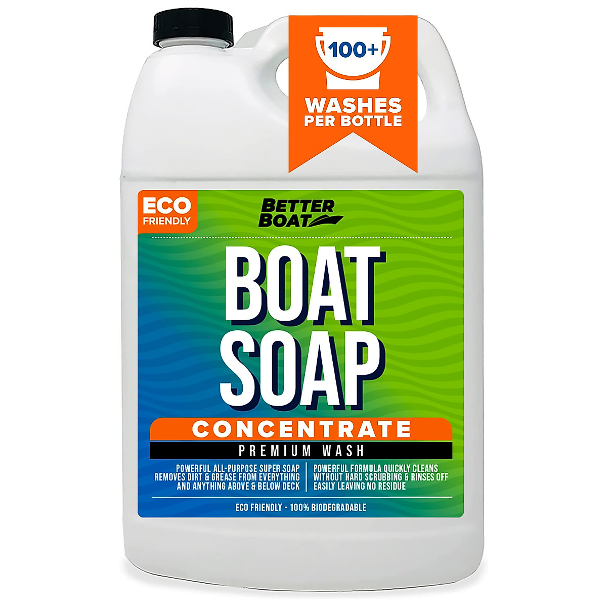 Premium Grade Boat Soap Marine Concentrate Cleaner Boat Wash Soap and Wax for Fresh and Salt Water Use Clean Fiberglass Boat Hulls Boat Cleaning Supplies RV Products 1 Gallon Boat Cleaner