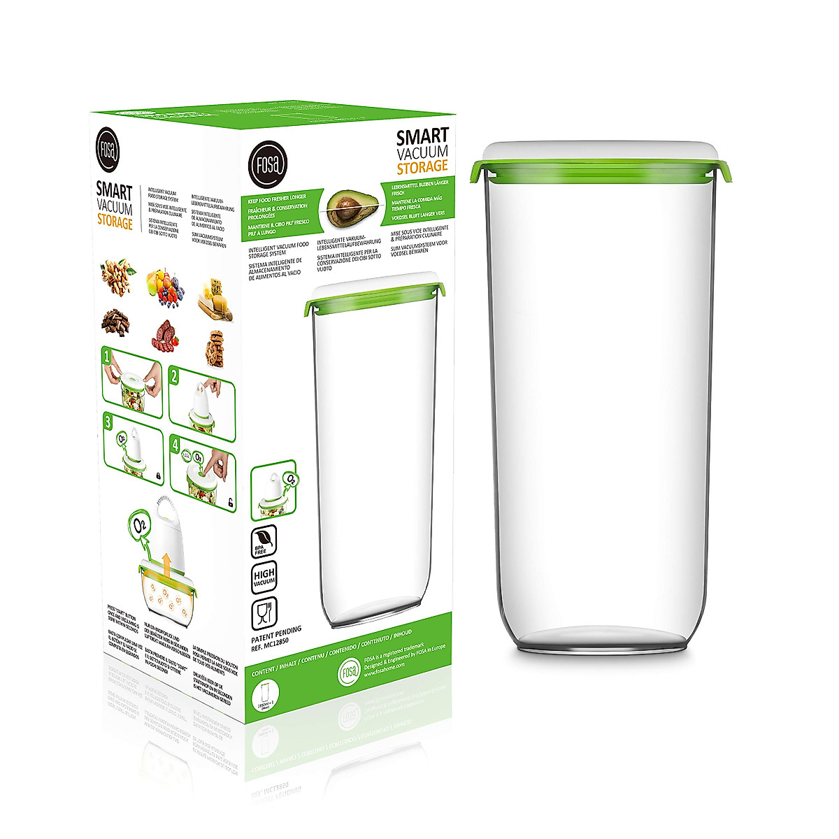 FOSA Vacuum Seal Containers, Extra Tall Round Vacuum Seal Container, 96 oz - High-Capacity Food Saver Containers for Vacuum Seal, Premium Airtight Vacuum Container (Vacuum Pump Not Included)