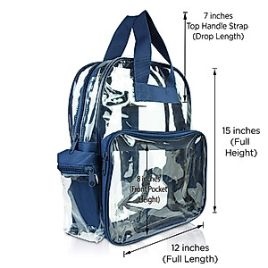 DALIX Wholesale Clear Backpacks Small Book Bags 50 Pcs in Navy Blue