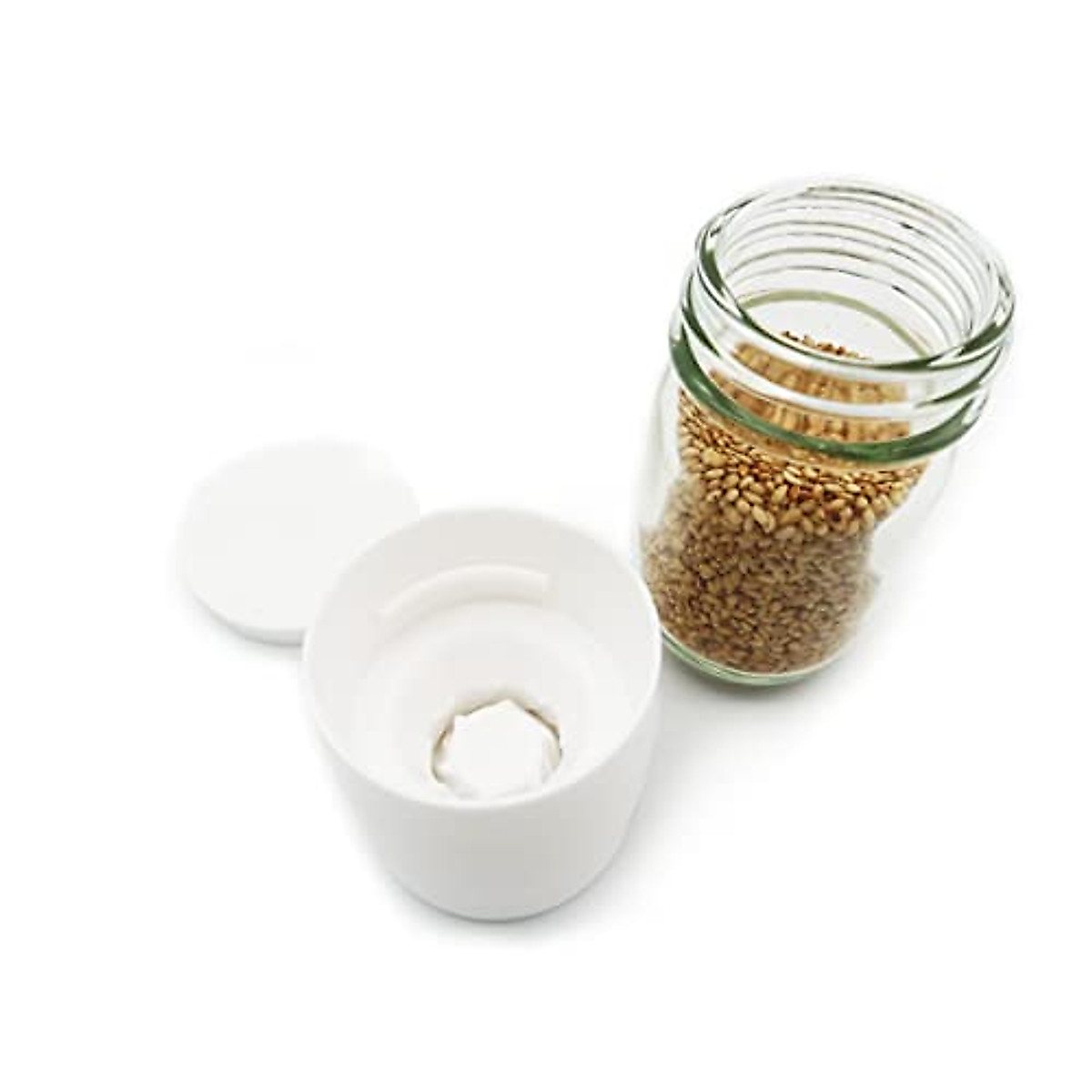 Glass Sesame Seed Grinder, Durable Sesame Mill, (Capacity: About 1oz of Sesame Seeds) Made in Japan (White)
