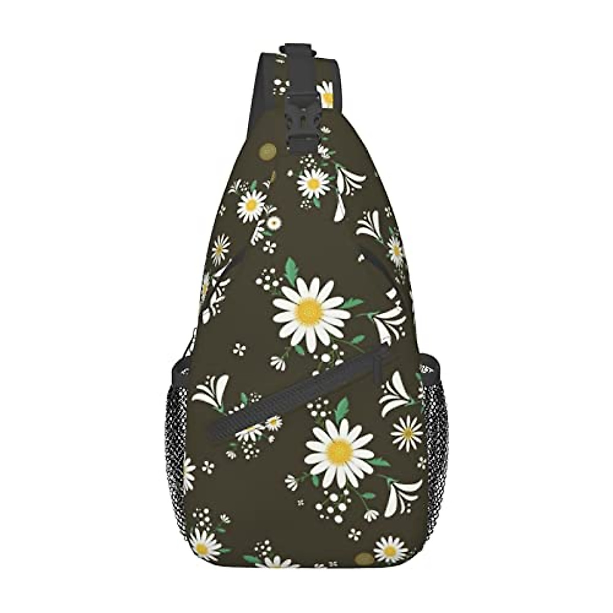 MANQINF Daisy Flower Sling Bag Crossbody Sling Backpack for Women Men Travel Hiking Daypack Chest Shoulder Bag
