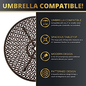 Kinger Home Harmon 5-Piece Cast Aluminum Outdoor Dining Set for 4 with Cushions - Elegant Round Patio Table and Chairs with Umbrella Hole, Bronze