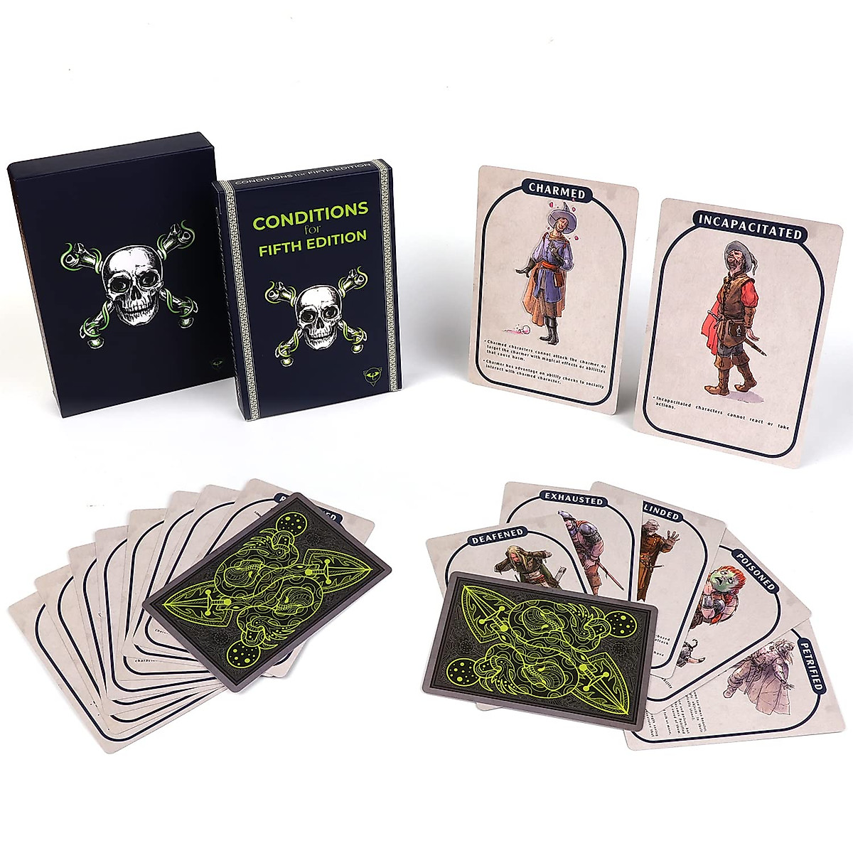 Condition Cards for Fifth Edition | Compatible with Dungeons and Dragons (D&D) | for use by Dungeon Master Accessories | DND Gifts | 5e Gifts | Condition Rings Markers TTRPG