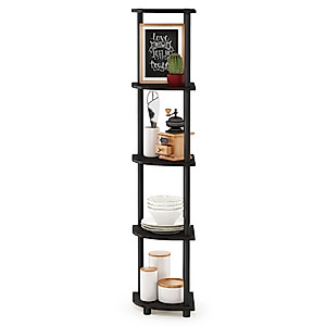 Furinno Turn-N-Tube 5 Tier Corner Display Rack Multipurpose Shelving Unit, 1-Pack, Espresso/Black