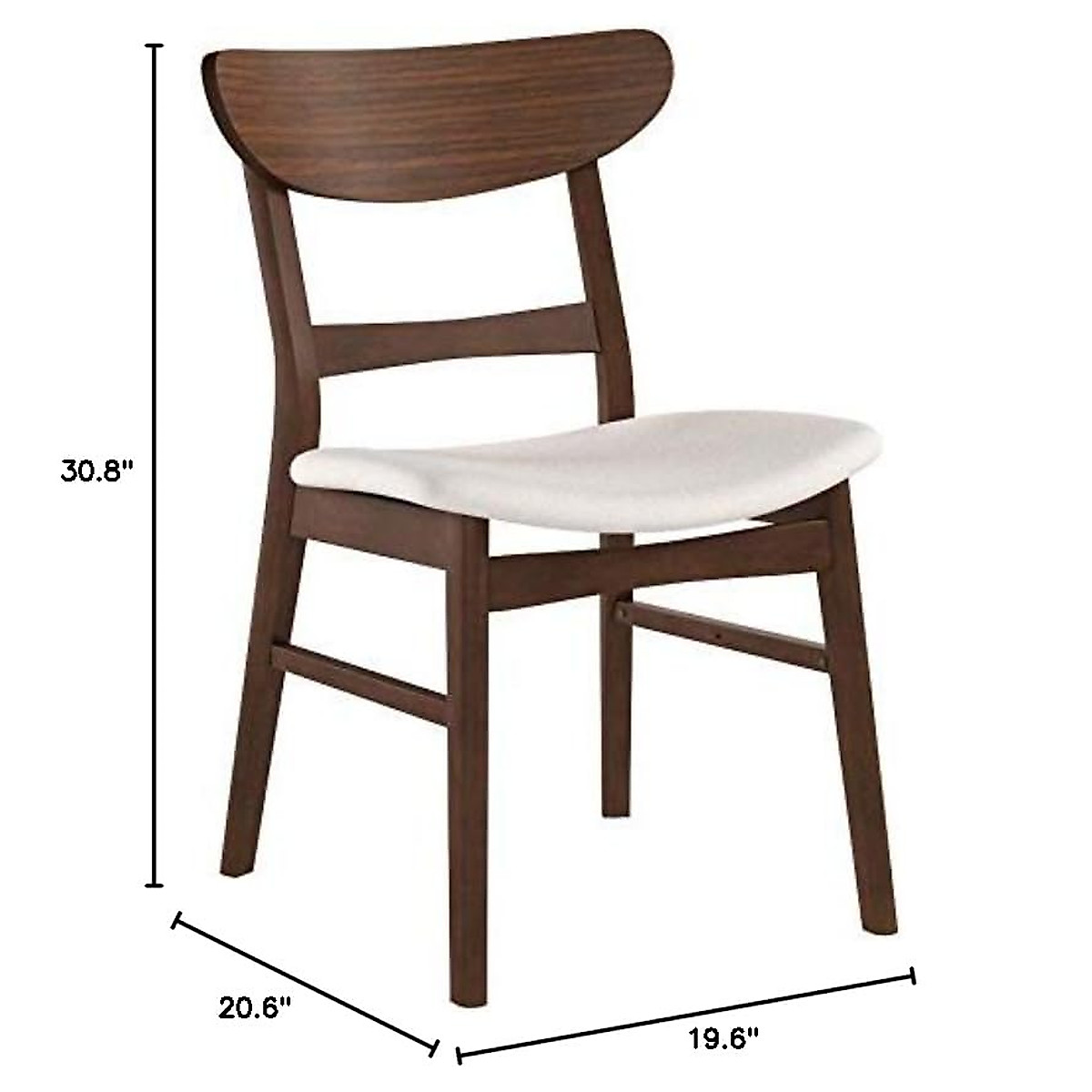 Christopher Knight Home Idalia Dining Chairs, 2-Pcs Set, Rubber Wood, Light Beige / Walnut Finish