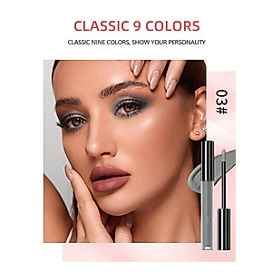 MAEPEOR Liquid Glitter Eyeshadow Set 9 Colors Black Grey Silver Smokey Eyeshadow Longlasting Waterproof Smooth Creamy Eyeshadow Set (9 Colors Set 1)