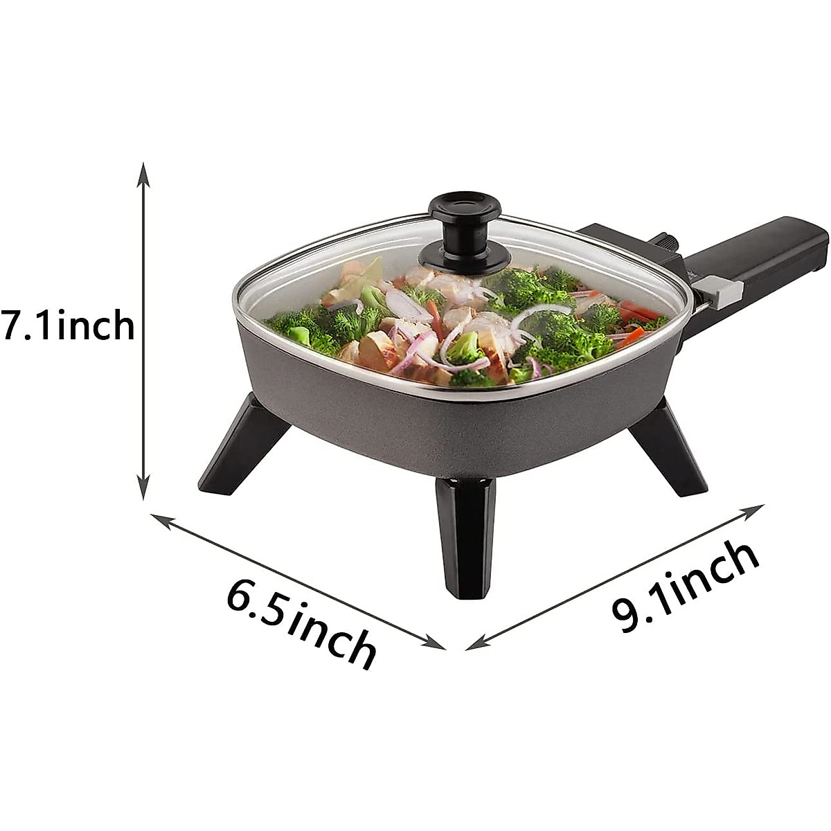 6-inch Small Electric Skillet - with glass lid - Serves 1 to 2 People