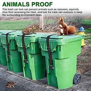 Trash Bin Can Lid Lock for Animals, Bear Proof Trash Can Lid Lock, Semi-Automatic Adjustable Trash Can Bands Universal Garbage Can Lid Lock for Outdoor Squirrels Dogs Bears Raccoon