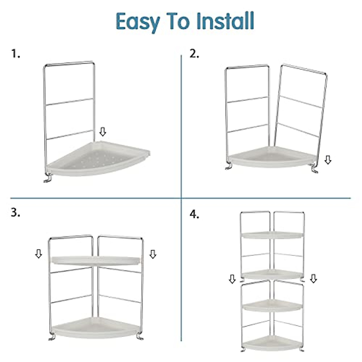 Sekepingo 2-Tier Corner Bathroom Sink Countertop Organizer-Vanity Tray Cosmetic & Makeup Storage-Kitchen Spice Rack Standing Shelf,Perfect Storage Shelf for Bathroom,Bedroom,Kitchen,Vanity,Silver
