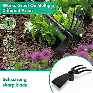 Garden Hoe and Cultivator, 31” Long Heavy Duty Hand Hoe with Tiller,2 Section Handle, Carbon Steel Blade, Cultivator Hoe Garden Tool for Loosening Soil, Digging