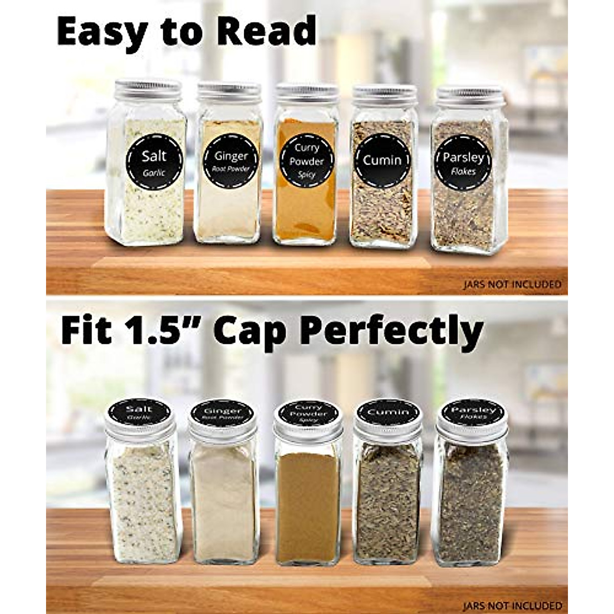 396 Printed Spice Jars Labels and Pantry Stickers: Chalkboard Round Spices Label 1.5" & Pantry Sticker 3” X 1.5” With Write-On Labels – Include a Numbered Reference Sheet – Waterproof & Tear-Resistant