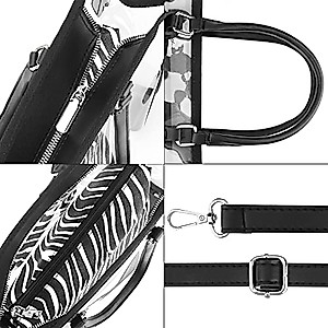 Large Clear Tote Bag for Woman, PVC & Vegan Leather Top Handle Shoulder Crossbody Bag, Transparent Stadium Approved Satchel Handbags