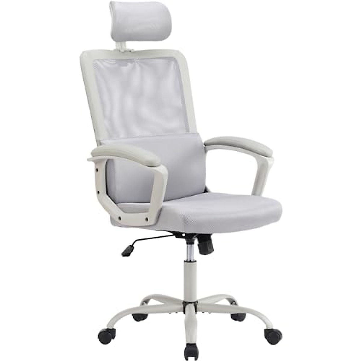 NEWBULIG Home Office Desk Ergonomic Mesh High Back Computer Height Adjustable Swivel Task Chair with Headrest and Flip-up Armrests, Grey, 16.5" D x 21" W x 47" H