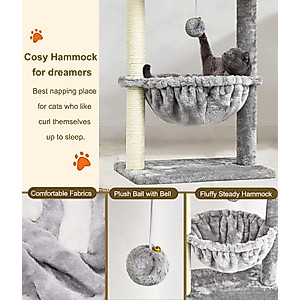 SYANDLVY Small Cat Tree for Indoor Cats, Activity Cat Tower with Scratching Post for Kittens, Cat Bed & Furniture with Basket & Hanging Ball for Play Rest