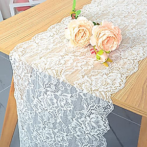 Vintage-Lace-Table-Runner 12x120-Inch Wedding Bridal Lace Table Runners Flower Table Runner Tea Party Tablecloth White Lace Runner