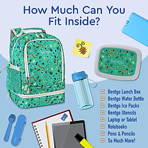 Bentgo Kids 2-in-1 Backpack & Insulated Lunch Bag - Durable 16” Backpack & Lunch Container in Unique Prints for School & Travel - Water Resistant, Padded & Large Compartments (Bug Buddies)