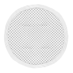 Sweet Jojo Designs Grey and White Polka Dot Girl Baby Playmat Tummy Time Infant Play Mat - for The Blush Pink and Gray Shabby Chic Boho Watercolor Floral Rose Flower Collection