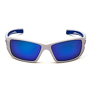 Pyramex Safety Velar Safety Glasses, White-Blue Frame/Ice Blue Mirror Lens Medium
