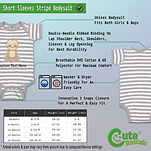 Custom Personalized Boy & Girl Baby Bodysuit Sloth Yoga Funny Cotton Striped Baby Clothes Stripes Gray White Personalized Text Here 12 Months