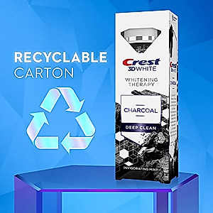 Crest 3D White Whitening Therapy Charcoal Deep Clean Fluoride Toothpaste, Invigorating Mint, 3.5 Ounce, Pack of 3