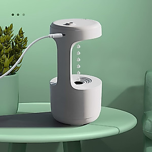 Anti Gravity Ultrasonic Humidifier, 2023 Upgrade Cool Mist Desktop Humidifier, Quiet Diffuser with LED Clock Display, Auto Shutdown Power-Off Protection for Kids Friend Lover Gift Bedroom Home(White)