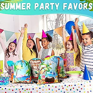 24 Pcs Hawaiian Party Favor Bags Hawaii Themed Aloha Drawstring Bags Tropical Goodie Bags Flamingo Gift Bag for Birthday, Bridal Shower, Events, Summer, Beach, Pool Backpack, 12 x 10 Inch